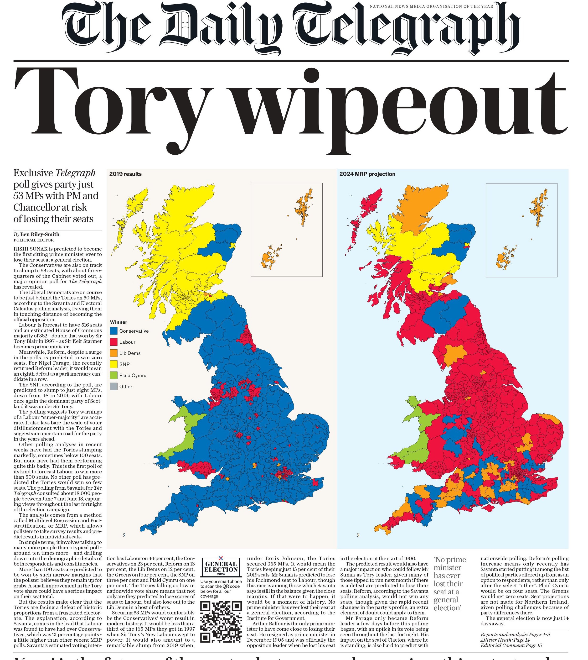 Telegraph goes into meltdown with ‘Tory wipeout’ front page - Left Foot ...