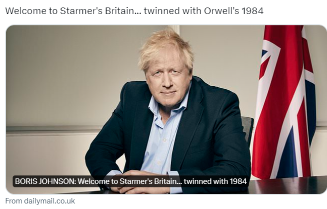 Boris Johnson’s ‘Orwell Britain’ column draws widespread mockery - Left ...