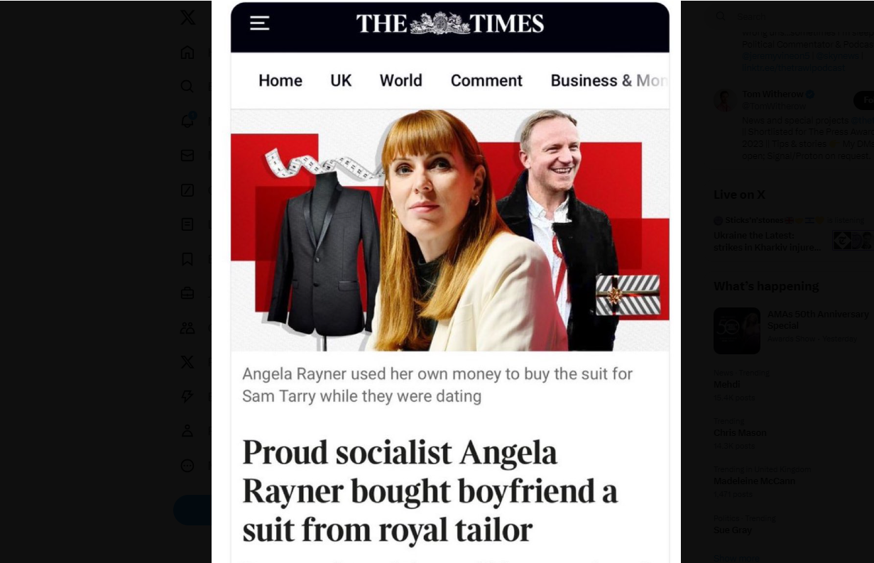 Times’ mocked for article criticising Angela Rayner buying clothes for ...